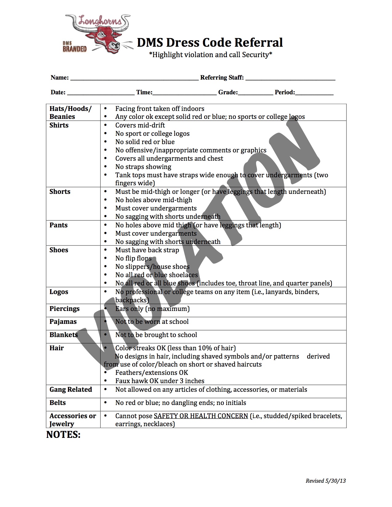 Dress Code Violation Template at Taj Mccrone blog